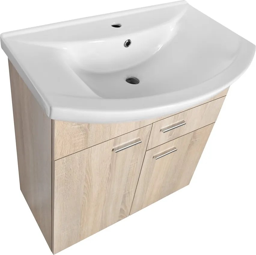 Aqualine Aqualine, ZOJA umyvadlová skříňka 71,5x74x34cm, dub platin, 51175