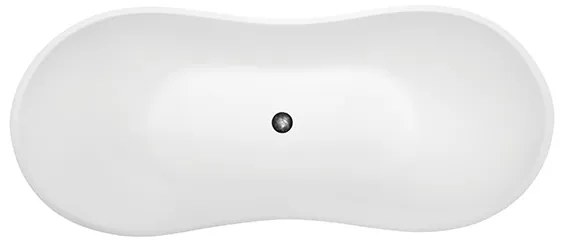 Besco Volně stojící vana z litého mramoru Viya Glam 160x70 (170x71) Barva: Bílá/stříbrná, Rozměry (cm): 158x70,5, Typ a barva výpustě: Click-Clack, chrom