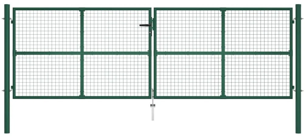vidaXL Marketos Pletivá zahradní branka ocelová 400 x 125 cm zelená