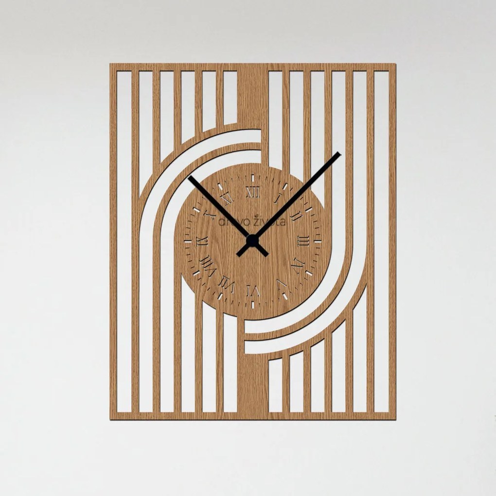 dřevo života Nástěnné hodiny GATSBY Zvolte barvu dekoru: Wenge, Zvolte velikost hodin (cm): 31x40, Barva ručiček: Zlaté