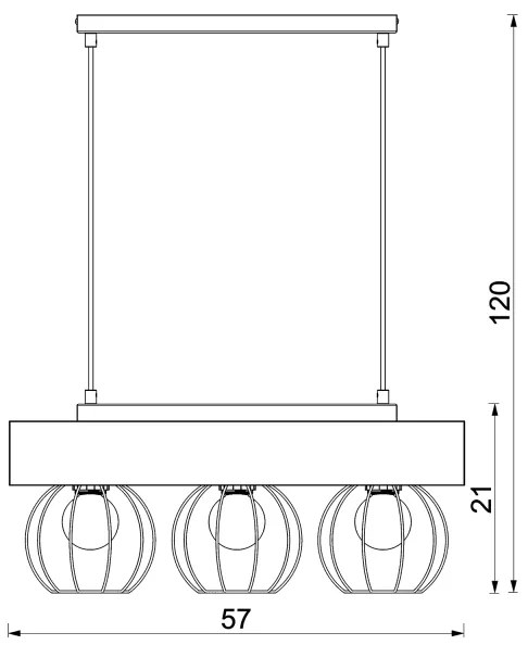 Lustr na lanku MENTON 3xE27/15W/230V černá/hnědá/dub