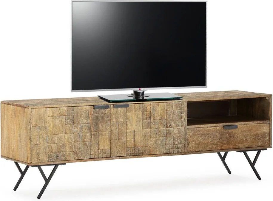 TV stolek z mangového dřeva v přírodní barvě 175x55x40 cm Priya – MOME