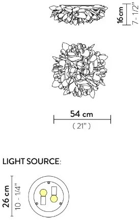 SLAMP VELCM00FLG00000000EU Veli Foliage Medium, stropní designové svítidlo, 2x12W E27, prům. 54cm