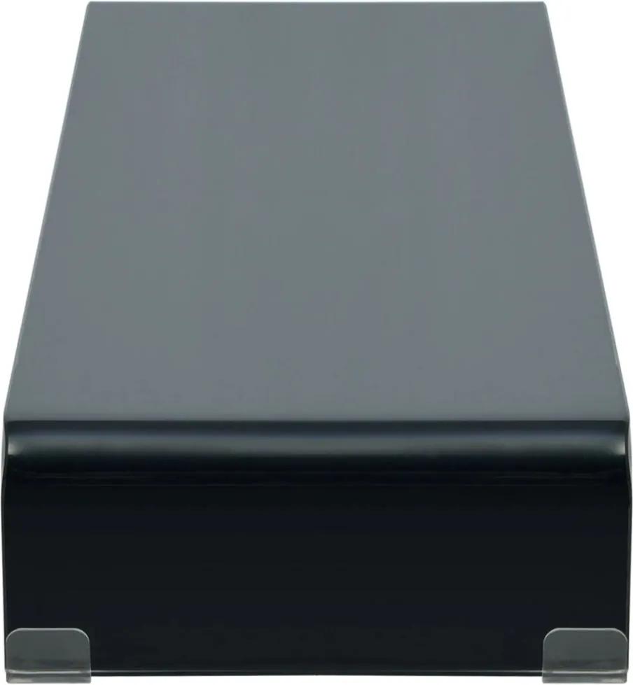 TV stolek | podstavec na monitor - sklo černý | 110x30x13 cm