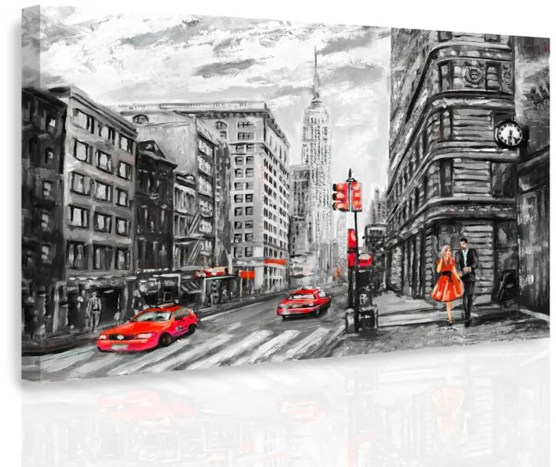 Obraz New York malovaný Red Velikost (šířka x výška): 90x60 cm