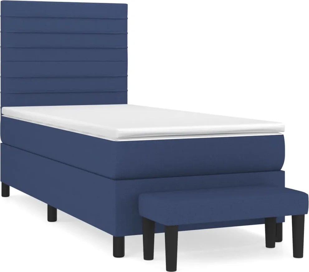 Box spring postel s matrací modrá 90x200 cm textil 3136651