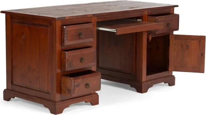 furniture-nabytek.cz - Masivní psací stůl Catello z borovice, lakovaný, hnědý – 160×70×78 cm