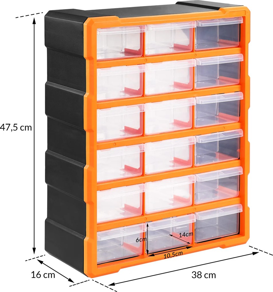 Organizér na drobné díly 47,5x38x16cm 18 přihrádky
