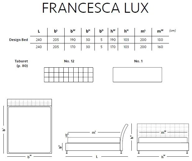 Materasso Čalouněná postel FRANCESCA LUX boxspring ROZMĚR: 2x (100x200) cm - boxspring