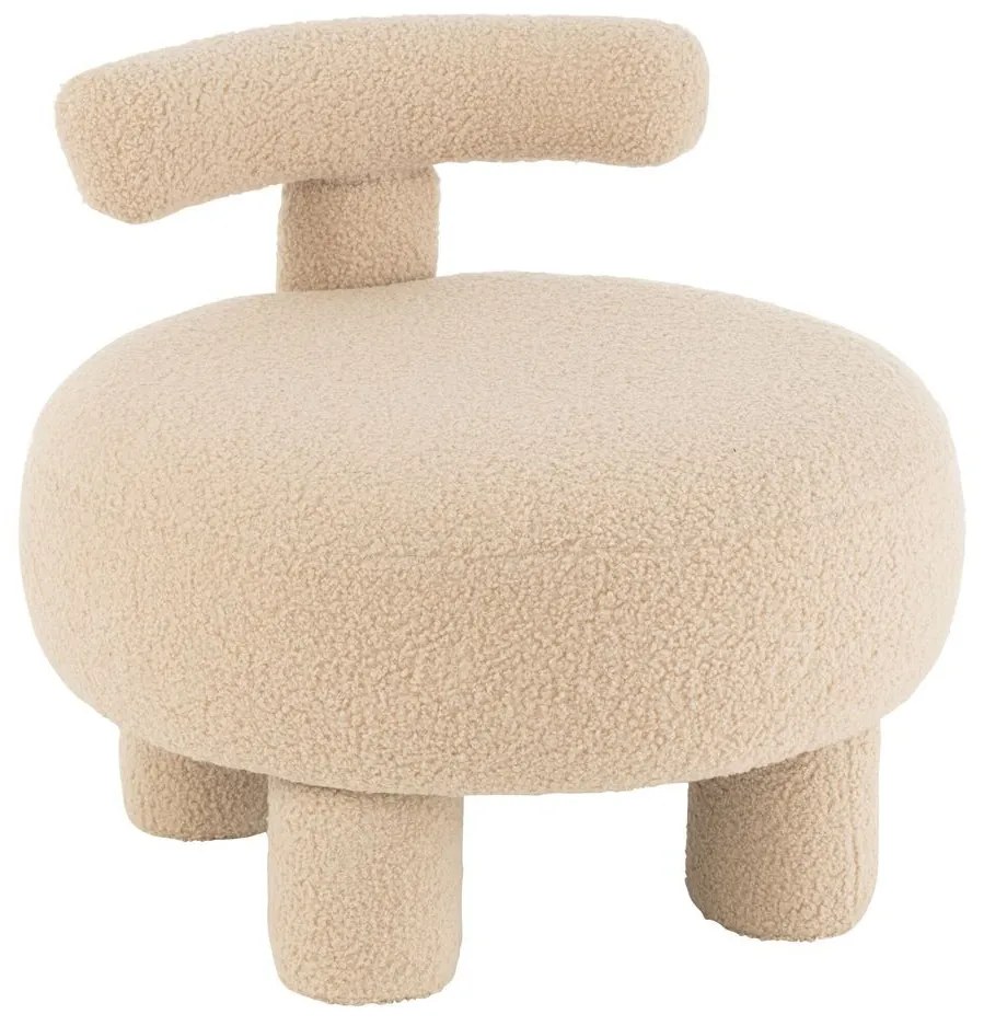 Béžová kulatá stolička s opěrkou Teddy Bouclé Beige - Ø 52*49 cm
