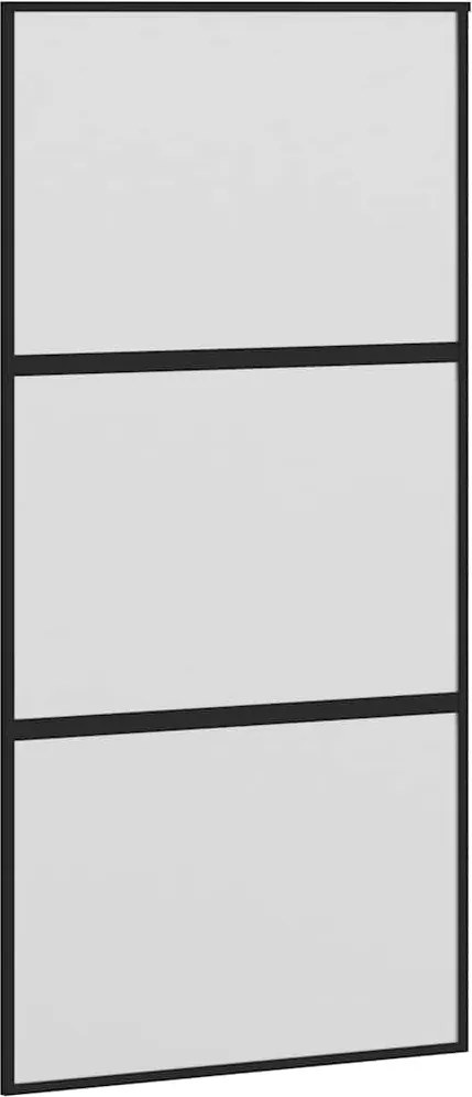 Posuvné dveře černé 102,5 x 205 cm tvrzené sklo a hliník 155200