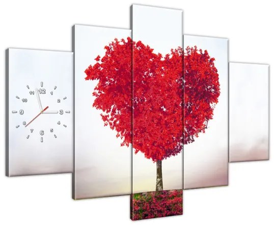 Tištěný obraz s hodinami Červený strom lásky 150x105cm ZP2561A_5H