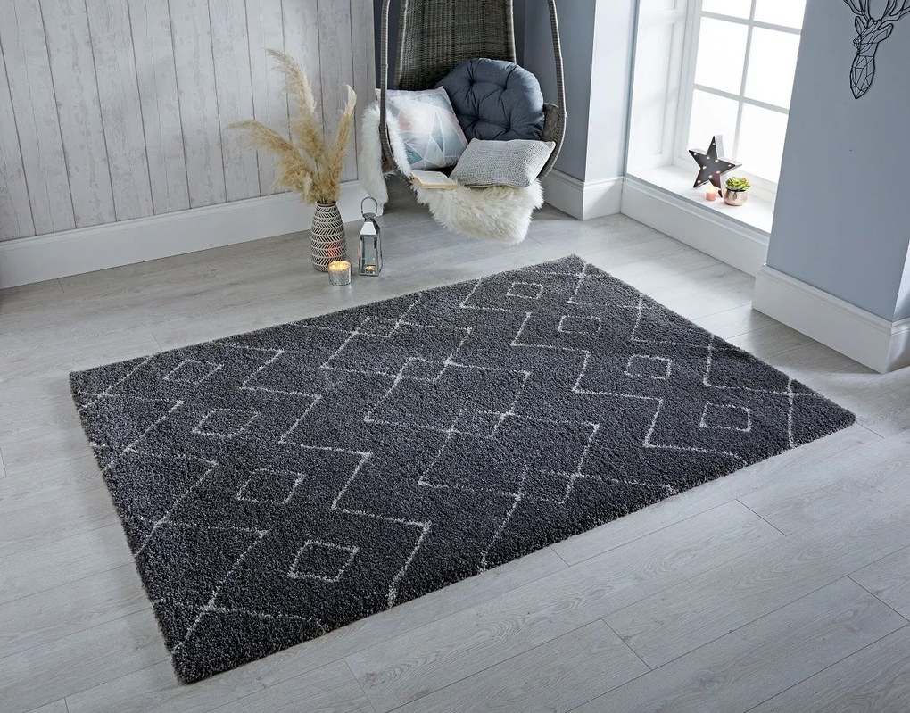 Flair Rugs koberce Kusový koberec Dakari Imari Grey/White - 160x230 cm