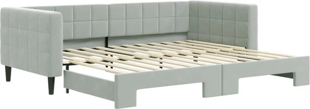 Válenda s přistýlkou světle šedá 90 x 200 cm samet 3196691