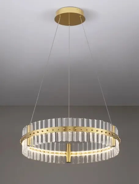 LED stmívatelný platinum zlatý moderní lustr Kezo