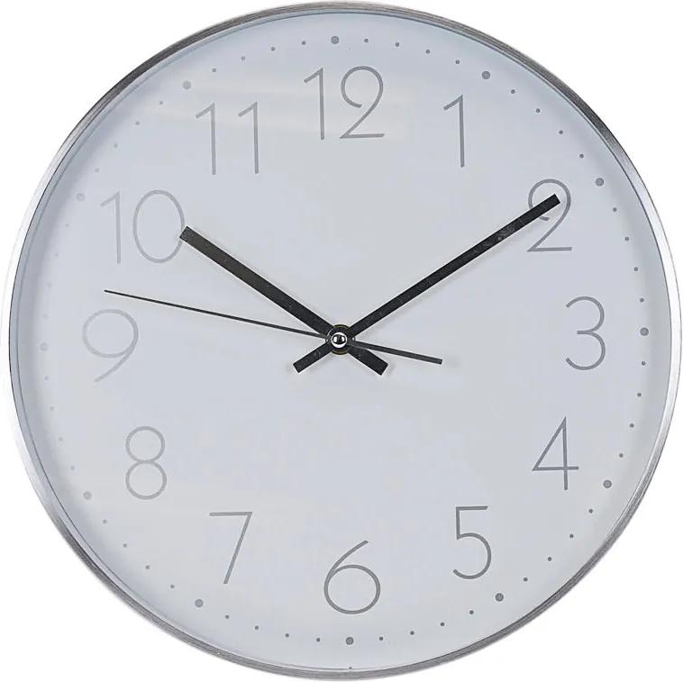 Nástěnné hodiny, barva stříbrná,  Ø 30 cm