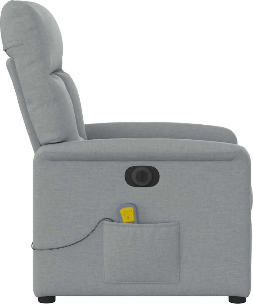 Elektrické masážní polohovací křeslo světle šedé textil 3303022