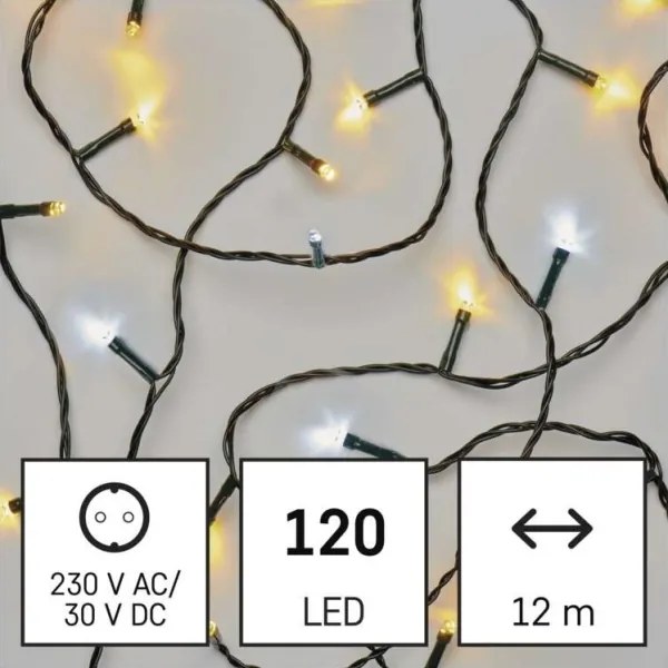 LED Vánoční venkovní řetěz 120xLED/2 funkce 17m IP44 teplá/studená bílá