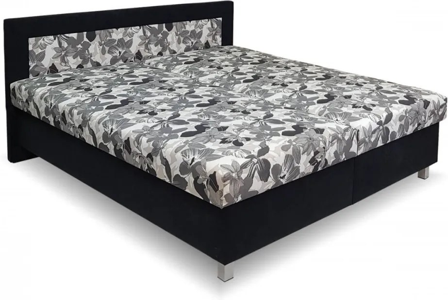 Čalouněná postel s úložným prostorem Alena GrivalBed, Béžová-černá ekokůže
