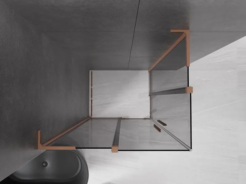 Mexen Velar L Duo, sprchový kout s posuvnými dveřmi 100 x 90 cm, 8mm šedé sklo, měděná matná, 871-100-090-02-43-65