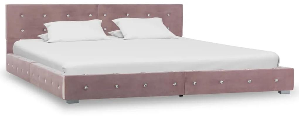 280400 vidaXL Rám postele růžový samet 160 x 200 cm