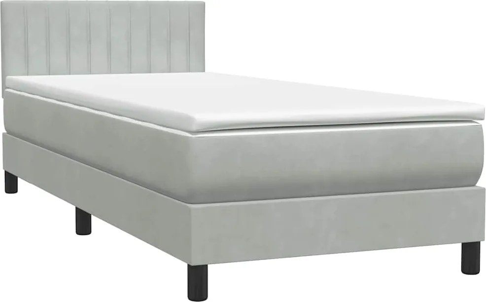Box Spring Postel s matrací Světle šedá 90x220 cm Samet 3316431