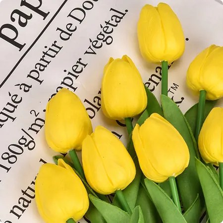 Bytová dekorace - kytice umělých tulipánů - 10 kusů Barva: 2 žlutá