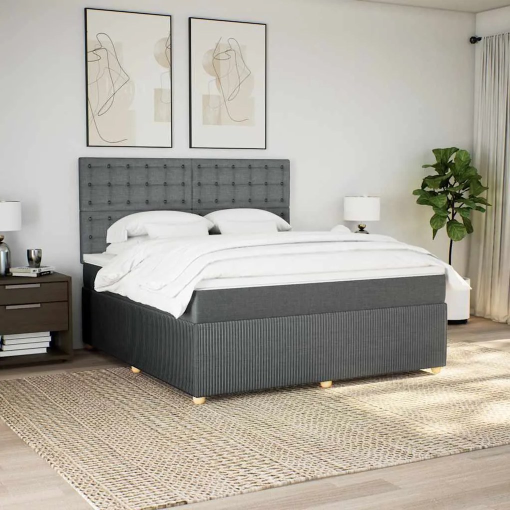 Box spring postel s matrací tmavě šedá 180x200 cm textil 3294450