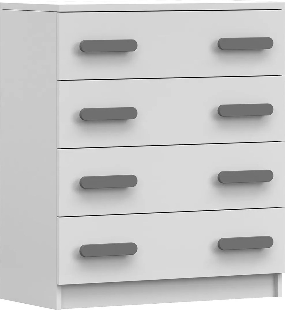 IDZ Komoda SMYK I 4S 02, 80 cm Bílá / Barevné úchytky Barva: Modrá