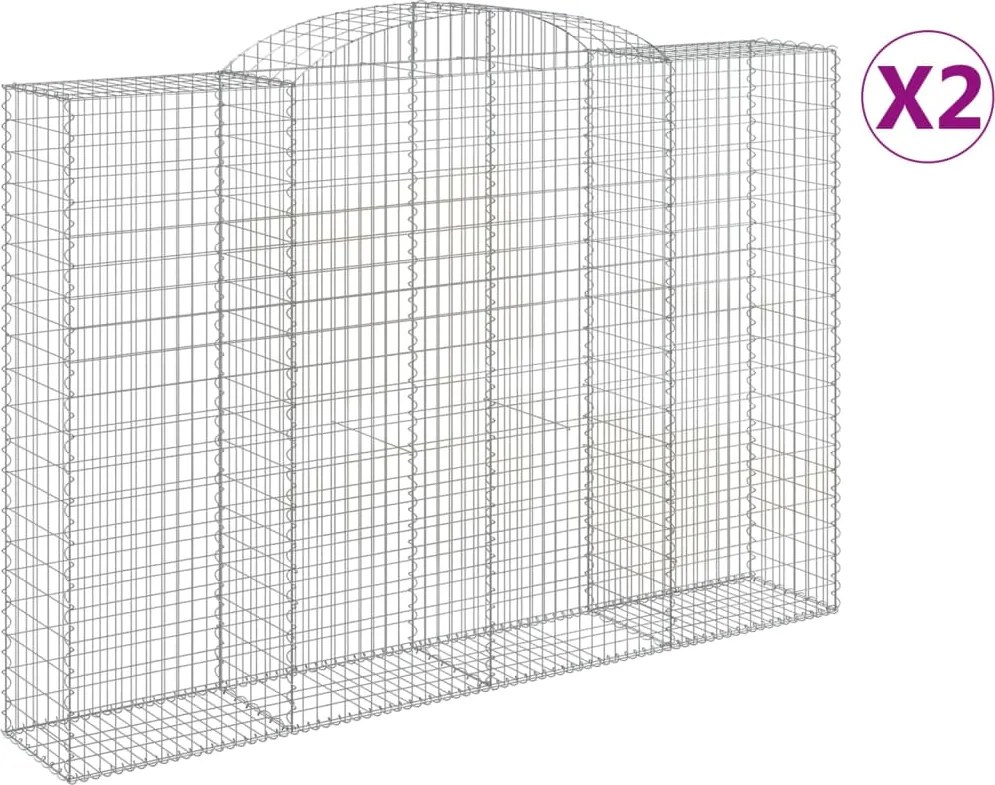 Klenuté gabionové koše 2 ks 300x50x200/220cm pozinkované železo 3146791