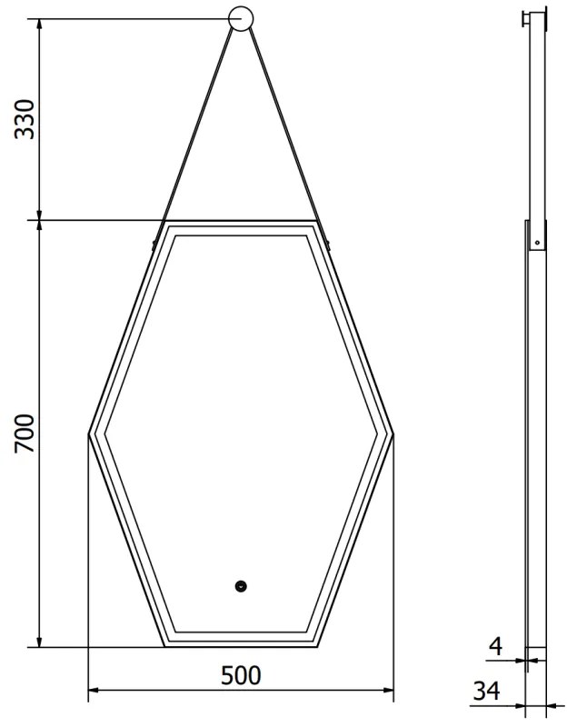 Mexen Orla podsvícené koupelnové zrcadlo 50 x 70 cm, LED 6000K, ventilátor, Černá rama - 9815-050-070-611-70