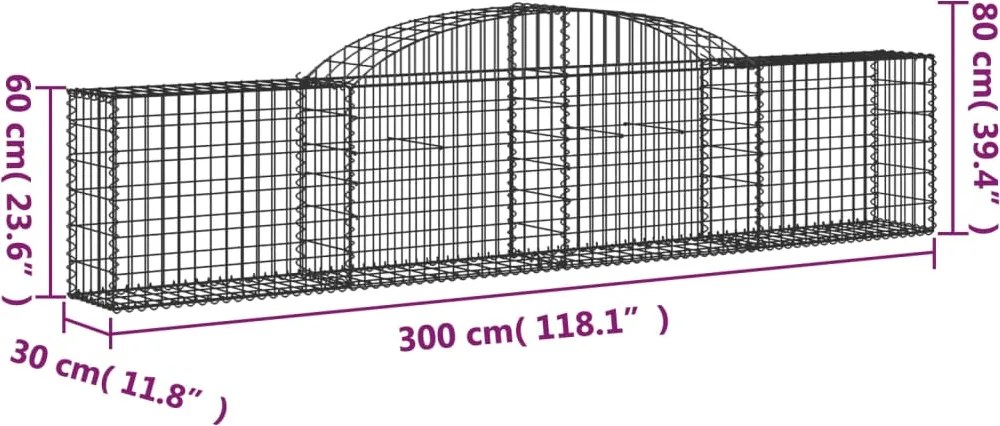 Klenutý gabionový koš 300x30x60/80 cm pozinkované železo 153503