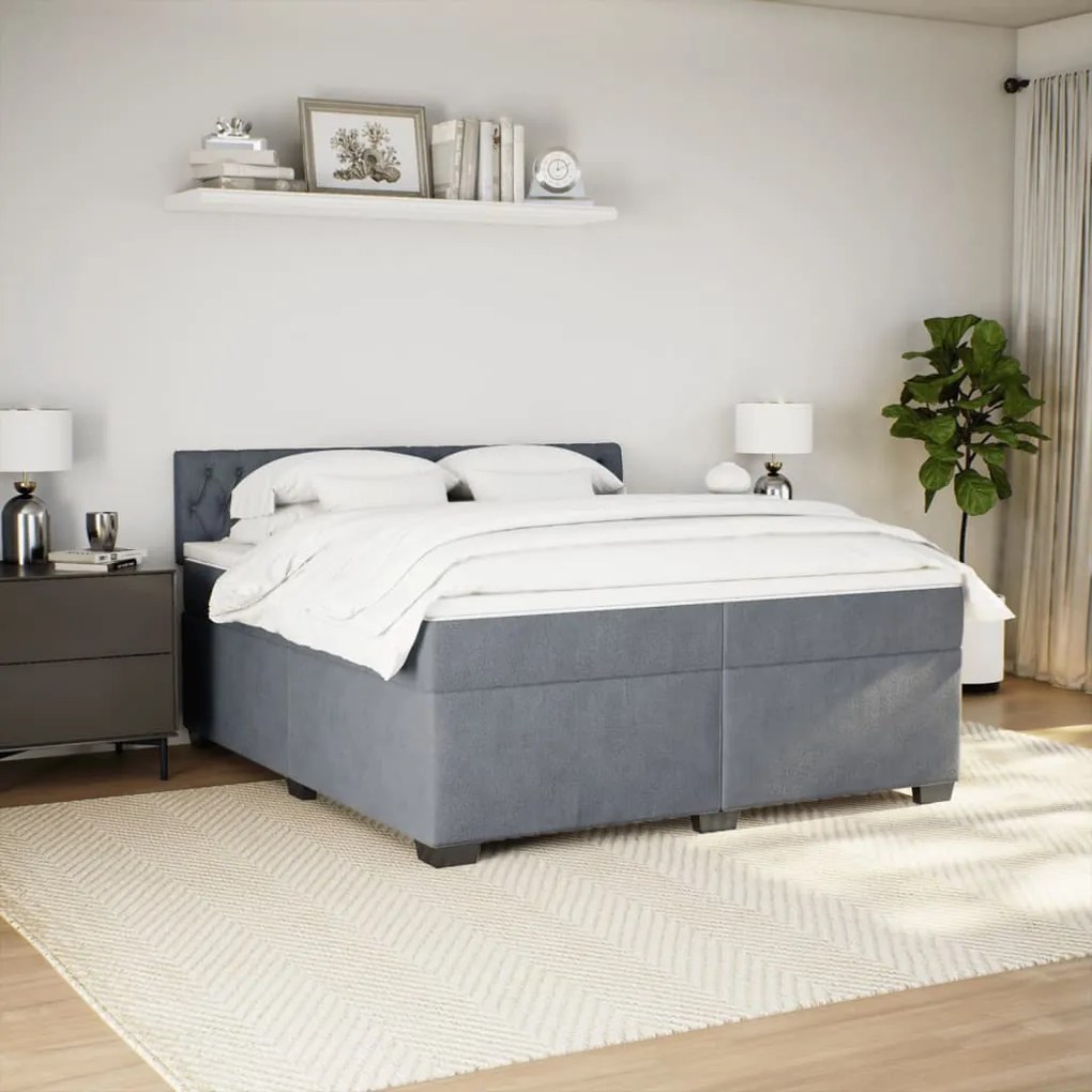Box spring postel s matrací tmavě šedá 200x200 cm samet 3288709