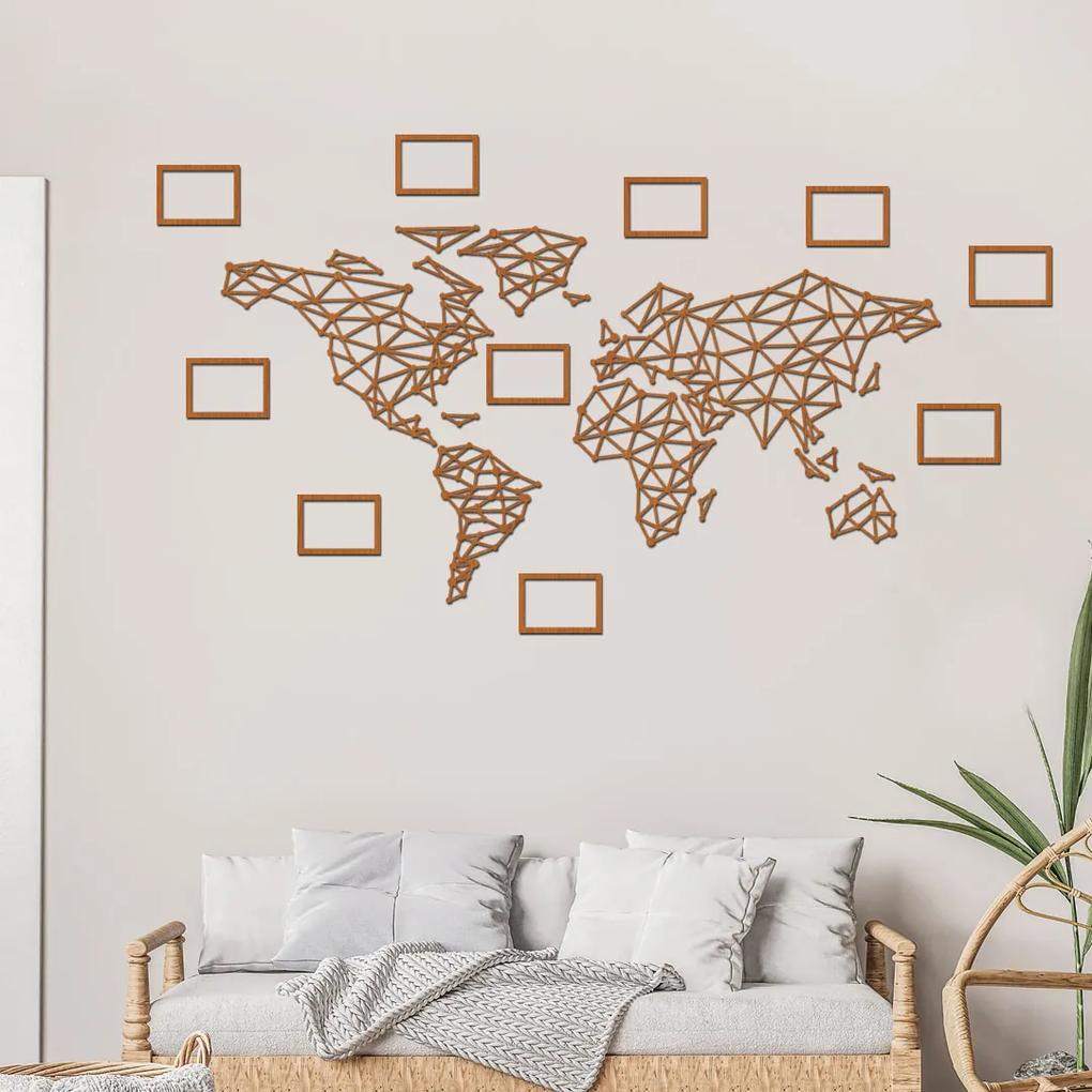 dřevo života Fotorámeček mapa světa Barevný vzor: Bílá, Velikost map: 152x80