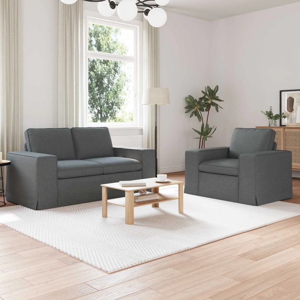 Set pohovek 2 ks Tmavě šedá textil 3407501