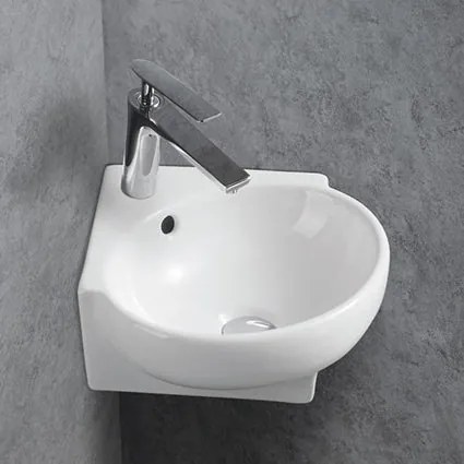 Rohové keramické závěsné umyvadlo KW198A na WC pro hosty
