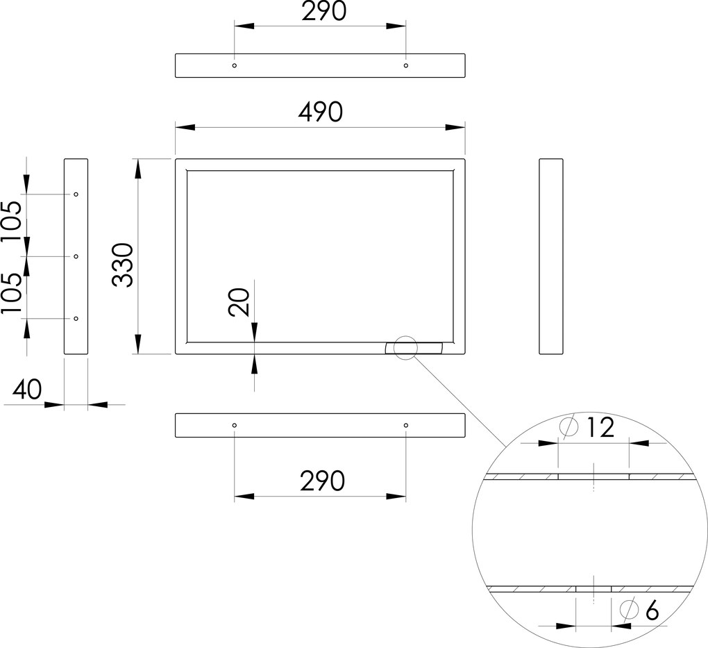 Sapho Podpěrná konzole 490 x 330 x 40 mm ocel chrom 1 ks 30374