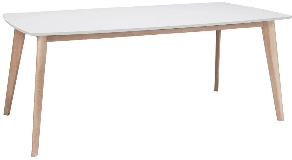 Bílý jídelní stůl s matně lakovanými nohami Folke Griffin, délka 190 cm