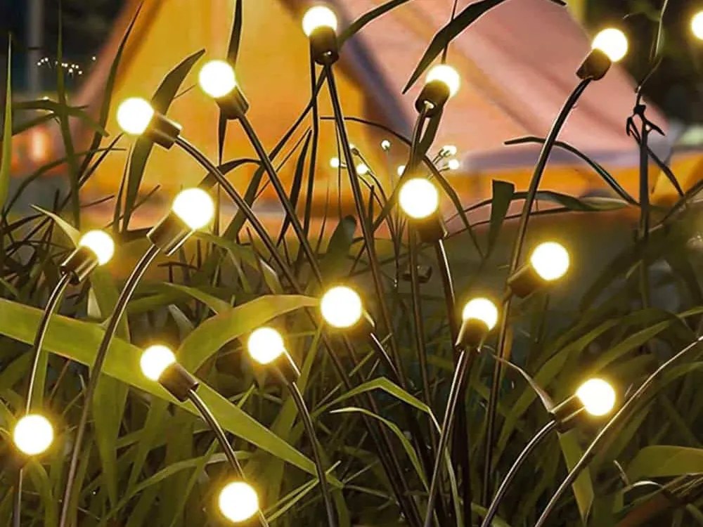 Verk Group SOLÁRNÍ ZAHRADNÍ SVÍTIDLA KULIČKY 2 KUSY PO 6 LED SVÍTIDLECH DÉLKA 70 CM