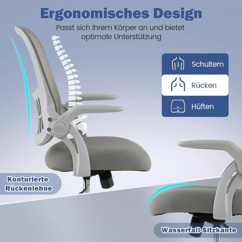 Costway Ergonomická kancelářská židle se sklopnými područkami a počítačovou