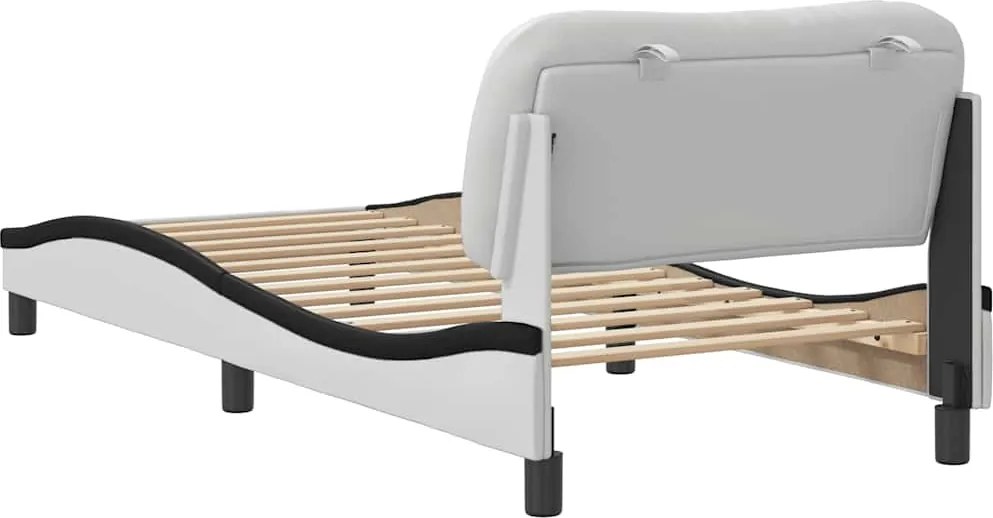 Rám postele bez matrace Hvar bílý a černý 80 x 200 cm umělá kůže 3207966