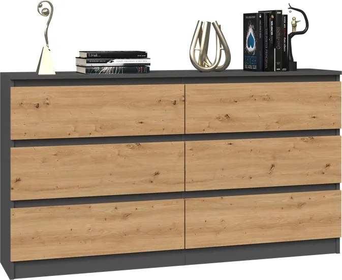FALCO Komoda Malvína M6 140 antracit/dub artisan