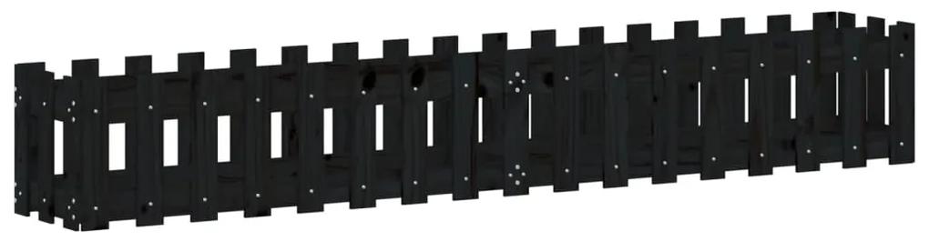Vyvýšený záhon plotový design černý 200x30x30 cm masiv borovice,  832504