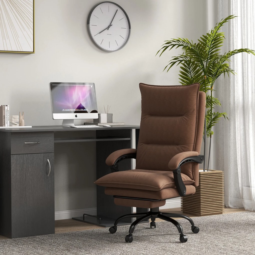 Kancelářská židle Vinsetto s masážní funkcí, naklápěcí v úhlu 155°, otočná židle s područkami, ergonomická kancelářská židle, hnědá| Aosom
