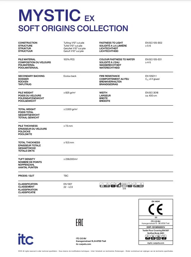 Metrážový Koberec ITC Mystic 34 šíře 4m béžová