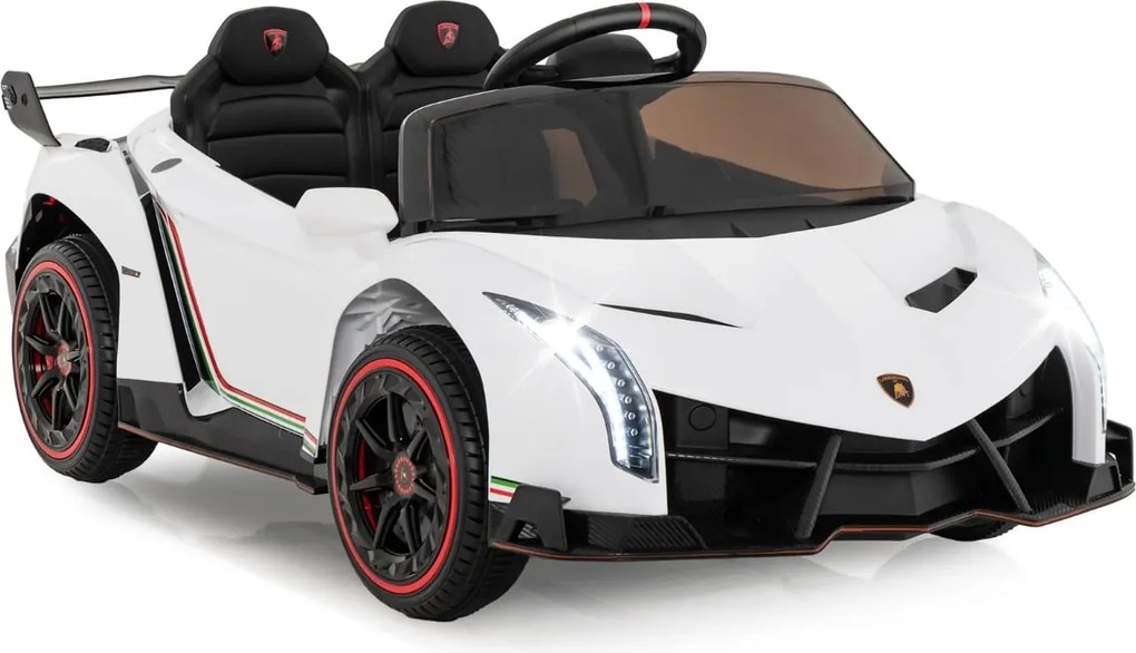 Costway Dětské elektrické auto Lamborghini s dálkovým ovládáním a LED – bílý