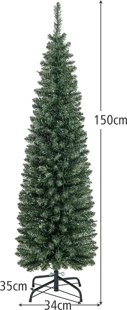 Costway 150 cm Velký umělý vánoční stromek Osvětlený vánoční stromek