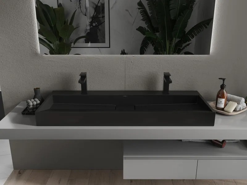 Mexen Ava umývadlo na desku z konglomerátu 2/O 120 x 46 cm, černé - 23011272