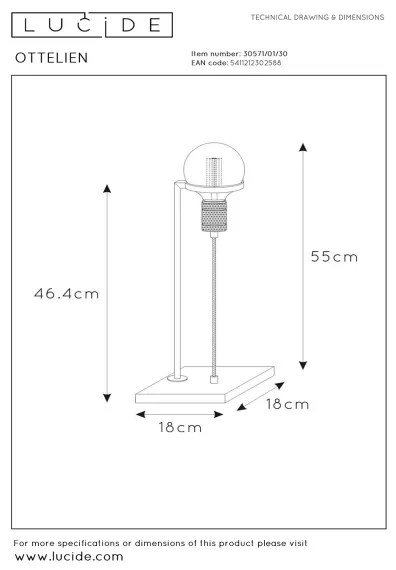 Lucide 30571/01/30 - Stolní lampa OTTELIEN 1xE27/60W/230V