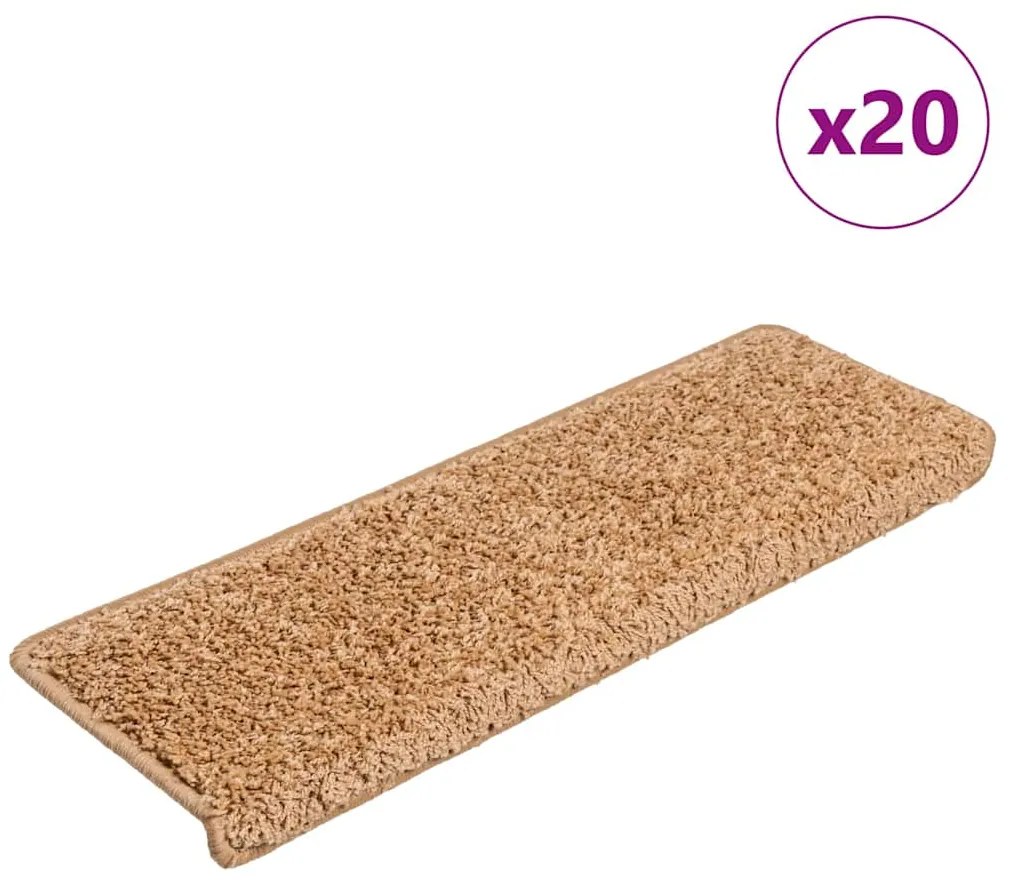 Schodové rohože 20 ks 65 x 21 x 4 cm béžové s obdélníkovým okrajem 3365853